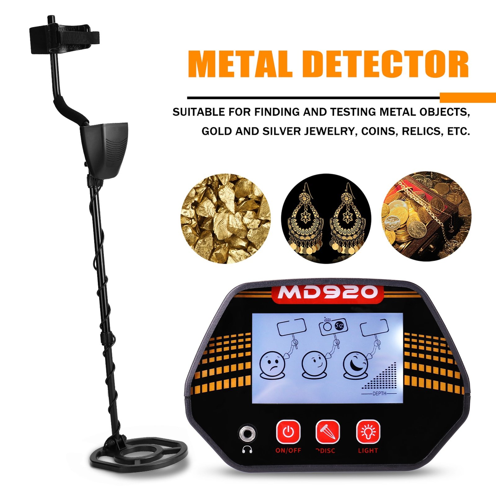 MD920 LCD Display Metal Detector Metal Detecting Tool Treasure Gold ...